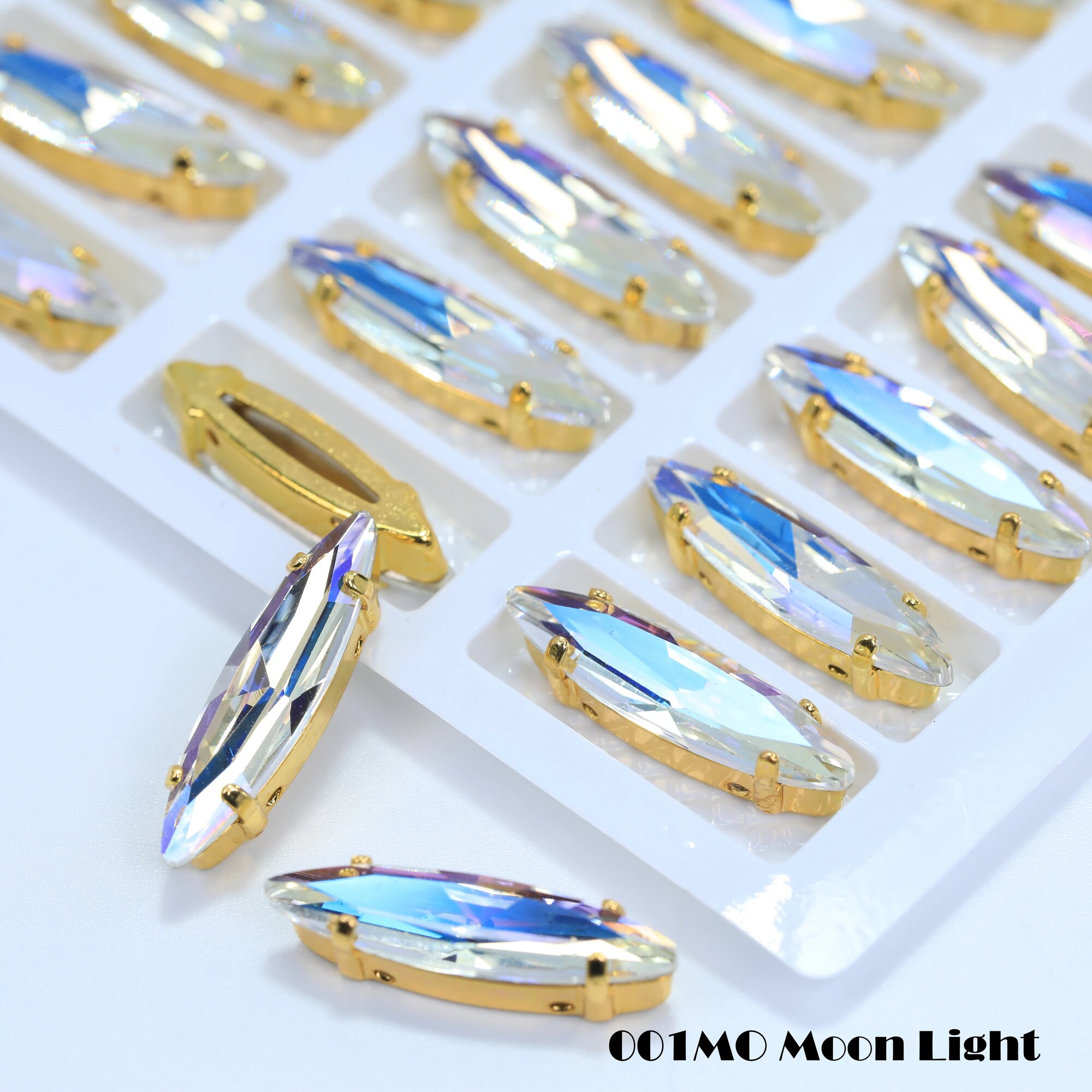 Стразы сфинкса 60шт, 4x15мм, 001MO Moon Light, Silver