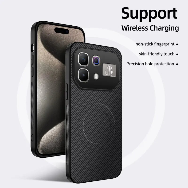 Черный чехол для Infinix Note 60 Pro, карбоновый, противоударный