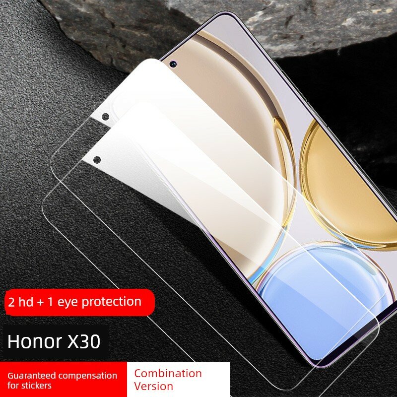 Защитное стекло HONOR X30 с полным покрытием - 10D Hybrid 2x HD и 1x анти-синий свет, комплект из 3 шт.