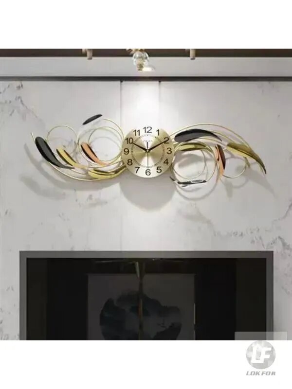 Настенные часы 90 см х 26 см Золотой цвет Кварцевые Бесшумный механизм