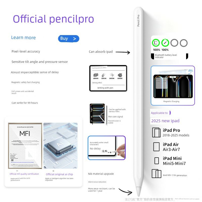 Официальная ручка Apple Pencil Pro для iPad с нулевой задержкой, полной функциональностью и 99-часовым сроком службы