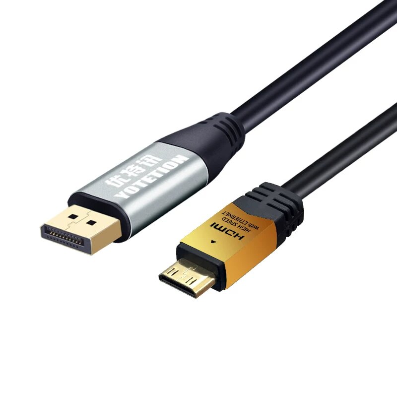 Активный кабель DP в Mini HDMI для ноутбука и портативного монитора 4K, длина 0.8 м, высококачественное видео соединение