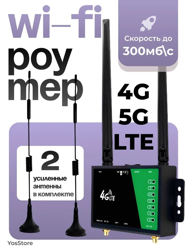Роутер wifi для сим карты 4G, LAN, LTE, 4 антенны