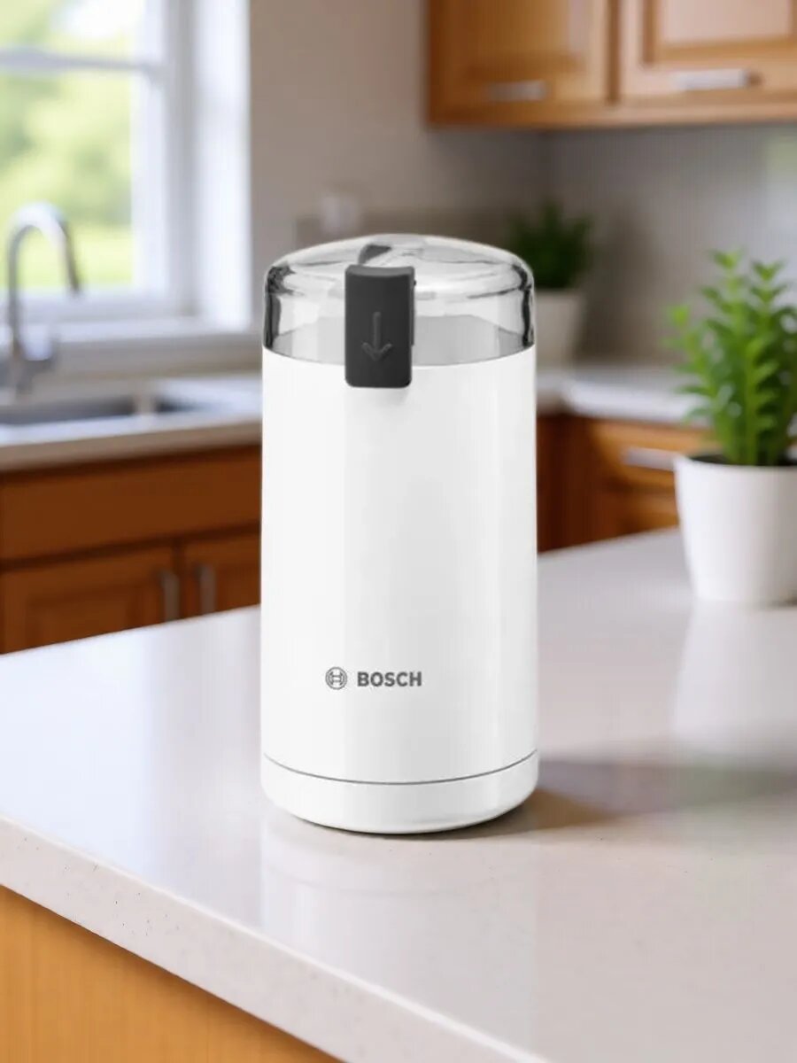 Кофемолка электрическая Bosch TSM6A011W, 180Вт, 1 режим помола, 150 гр/мин, нож из нержавеющей стали, белая