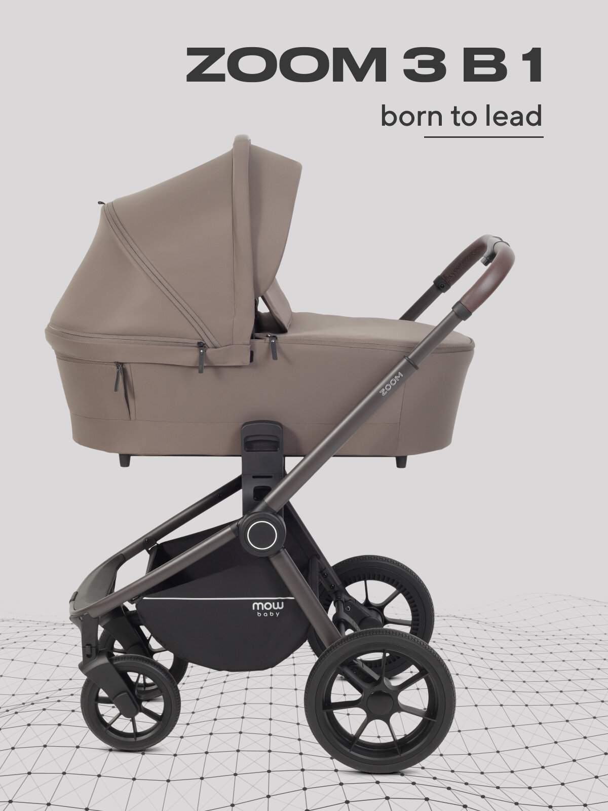 Коляска для новорожденных 3 в 1 MOWBaby ZOOM Next RA087 Mocca