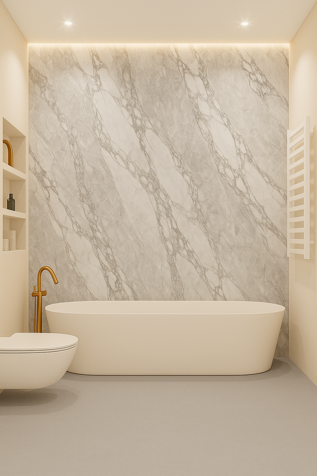 Панель стеновая "Тирольский серебро", гибкий мрамор, влагостойкая, глянцевый эффект, 280х120 см