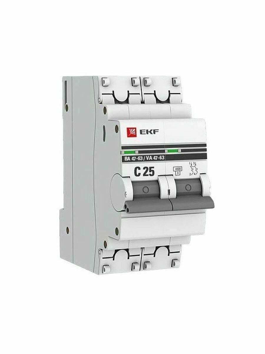 Выключатель автоматический модульный 2п C 25А 4.5кА ВА 47-63 PROxima EKF mcb4763-2-25C-pro