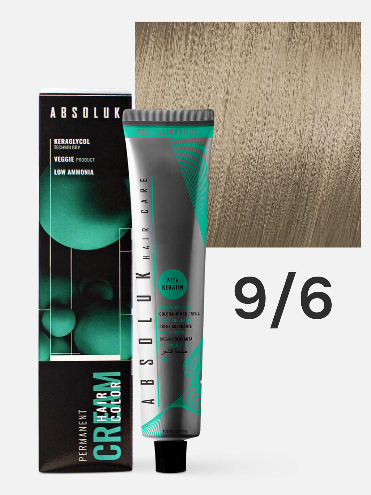 Крем - краска для волос профессиональная Absoluk Hair Color Cream 9.6 Блонд Бежевый, 100 мл