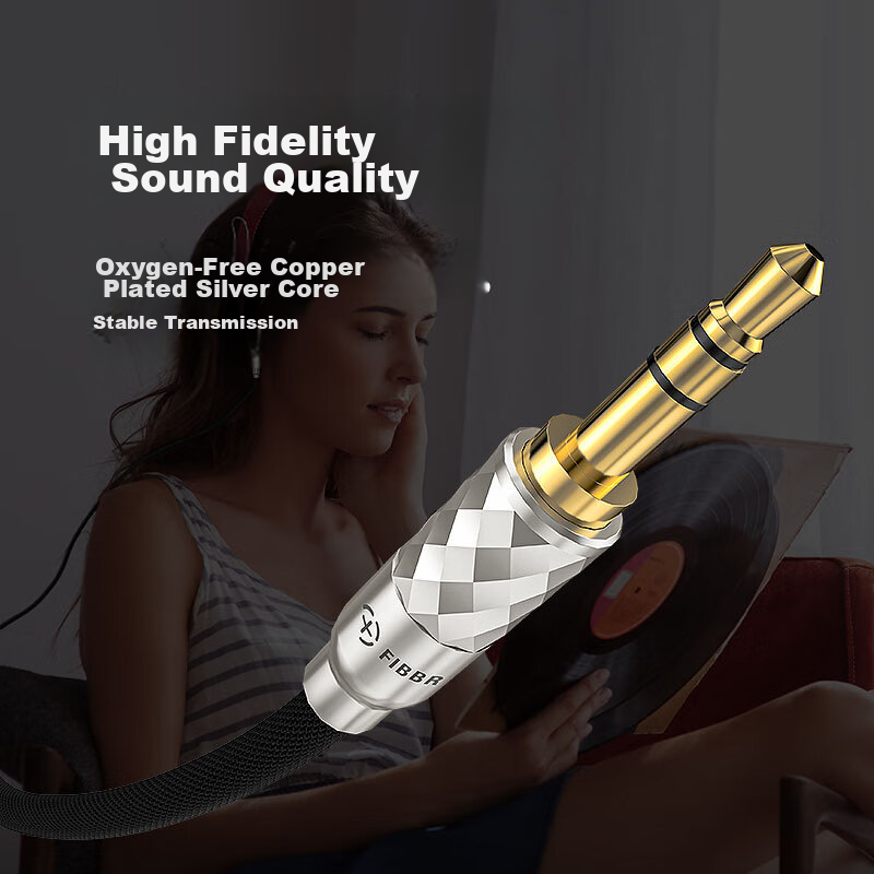 FIBBR 3.5 мм аудиокабель с серебряным покрытием 2 м двойная экранировка стерео подключение для телефонов наушников