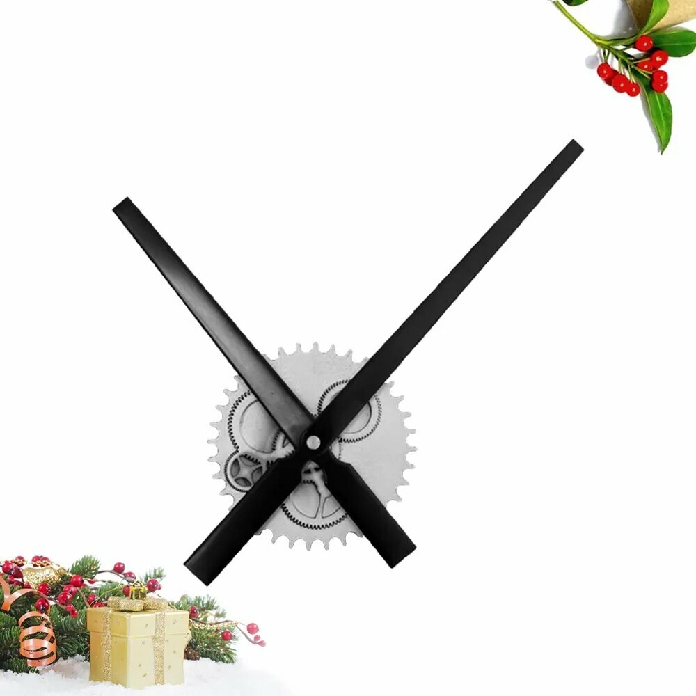 Ретро настенные часы с большими стрелками в виде шестерёнок черного цвета для декора