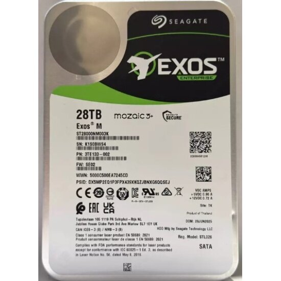 Жесткий диск Seagate 3.5" 28.0Tb SATA 6Gb/s 7200rpm 512MB, CMR Exos M enterprise ST28000NM003K