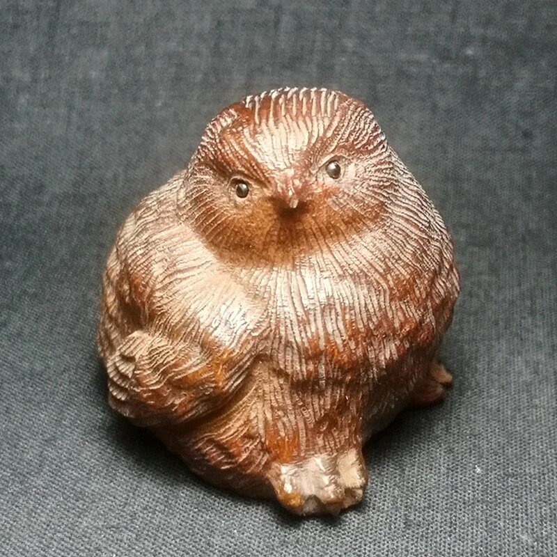 YIZHU CULTUER ART Размер 4,7 x 4,8 см Старая китайская самшит, дерево, ручная резная милая фигурка цыпленка, статуя, настольное украшение, коллекционный