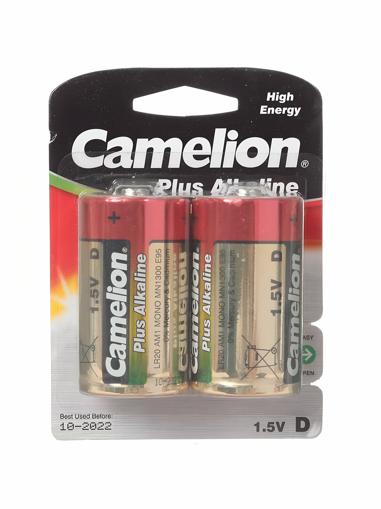 Батарейка Camelion, D (LR20), Alkaline Plus, щелочная, блистер, 2 шт, 1654