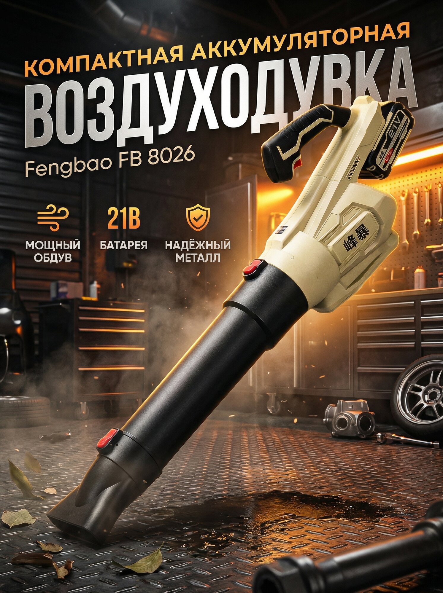 Аккумуляторная воздуходувка Fengbao FB 8026, 2 АКБ, безщеточный двигатель,