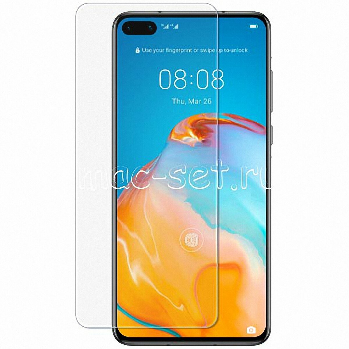 Защитное стекло для Huawei P40 прозрачное на плоскую часть экрана