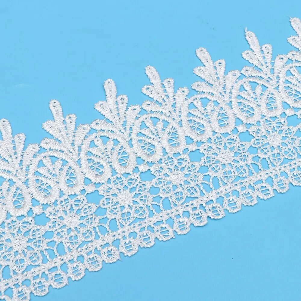 Водорастворимый вышитый кружевной кант белого цвета для рукоделия длиной 15 ярдов