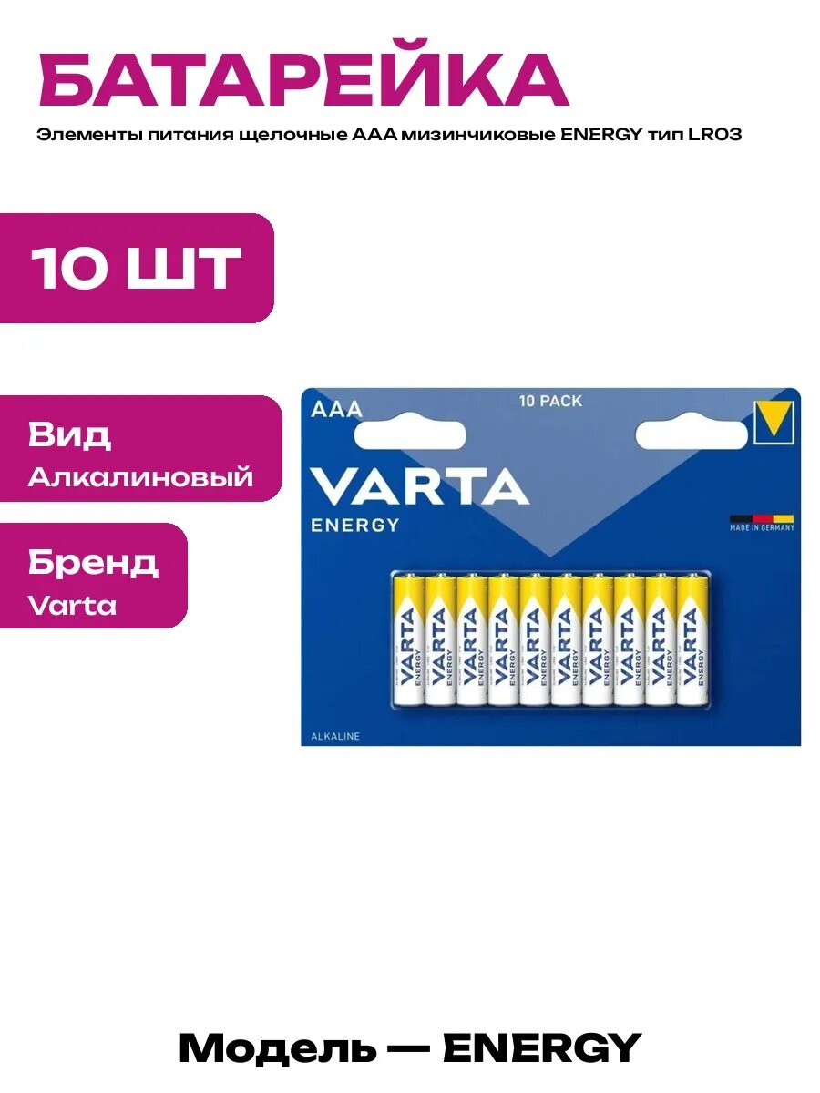 Батарейки мизинчиковые щелочные AAA алкалиновые ENERGY 1.5В