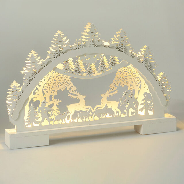 Новогодний светильник Горка Latimer- Garv 41*27 см белый, 10 теплых белых LED ламп, на батарейках, Koopman, GML001020-2