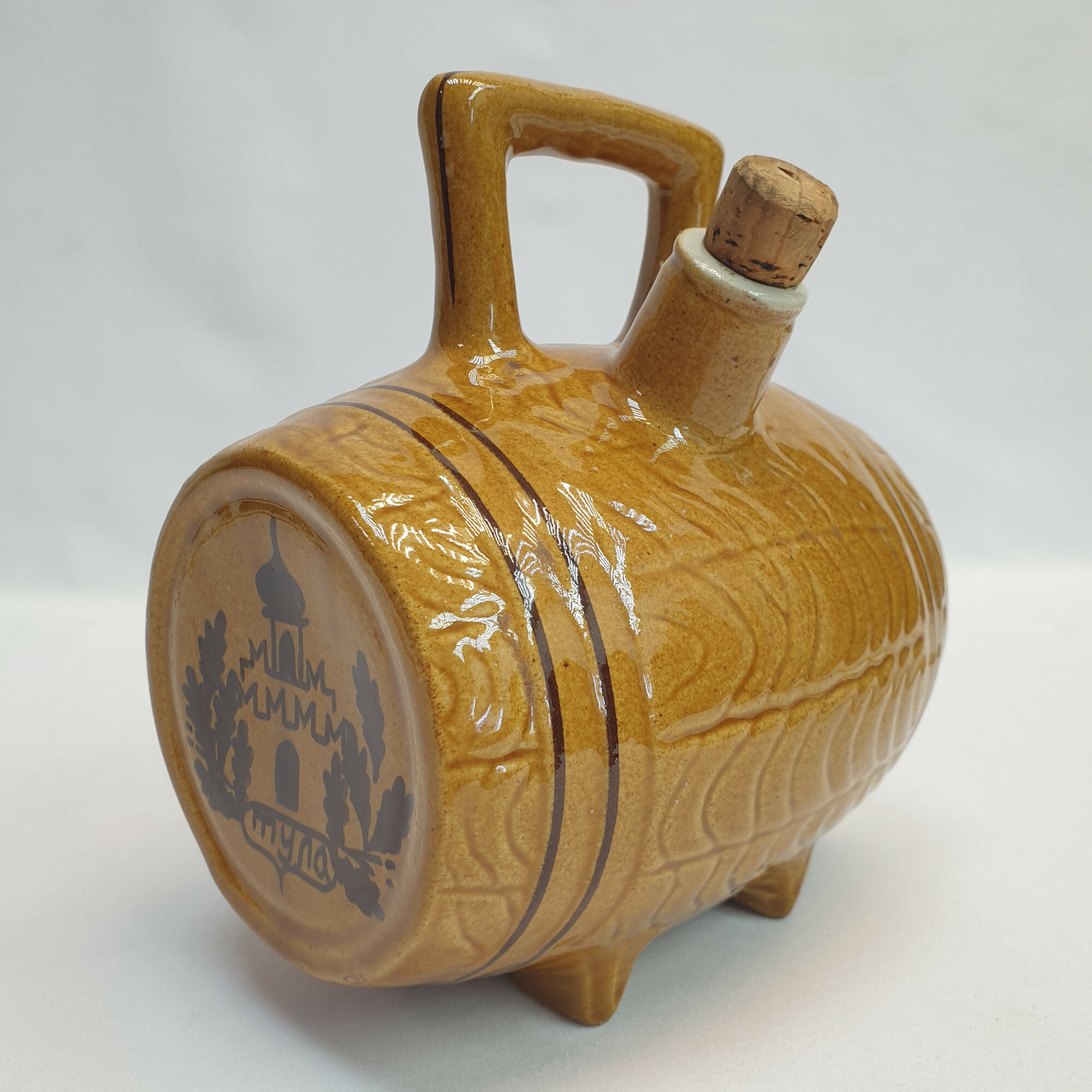 Винтажный штоф графин Бочонок 18 см керамика 1400 мл СССР