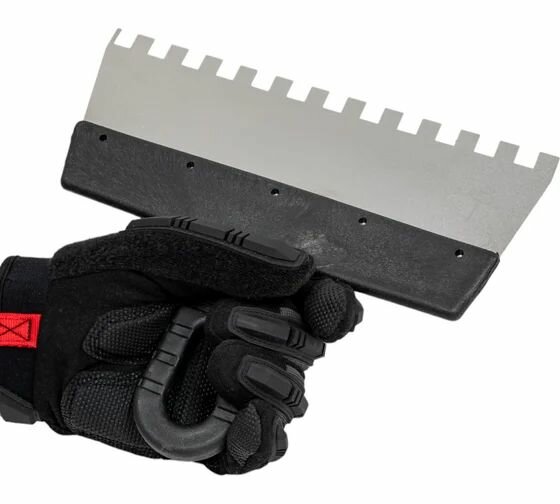 Фасадный зубчатый шпатель (нержавеющая сталь, 250мм, зуб.10x10мм) РемоКолор Мастер