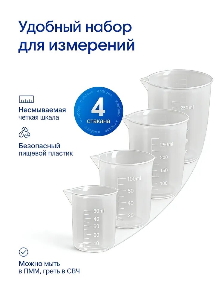 Емкость мерная, 30 мл, 50 мл, 100 мл, 250 мл, 1 шт