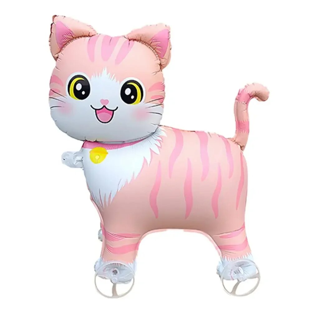 Розовый фольгированный шар-кошка на колесиках, Color: B