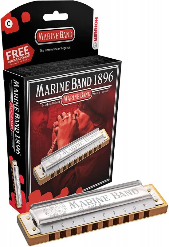 Губная гармоника Hohner Marine Band 1896/20c, диатоническая, тональность C, коричневый корпус