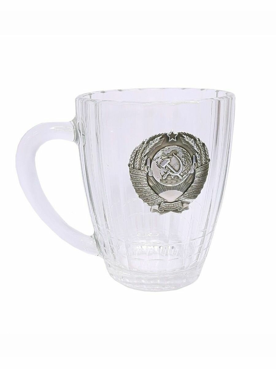 Кружка для пива Ностальгия с гербом СССР (серебристый), 0,5 л
