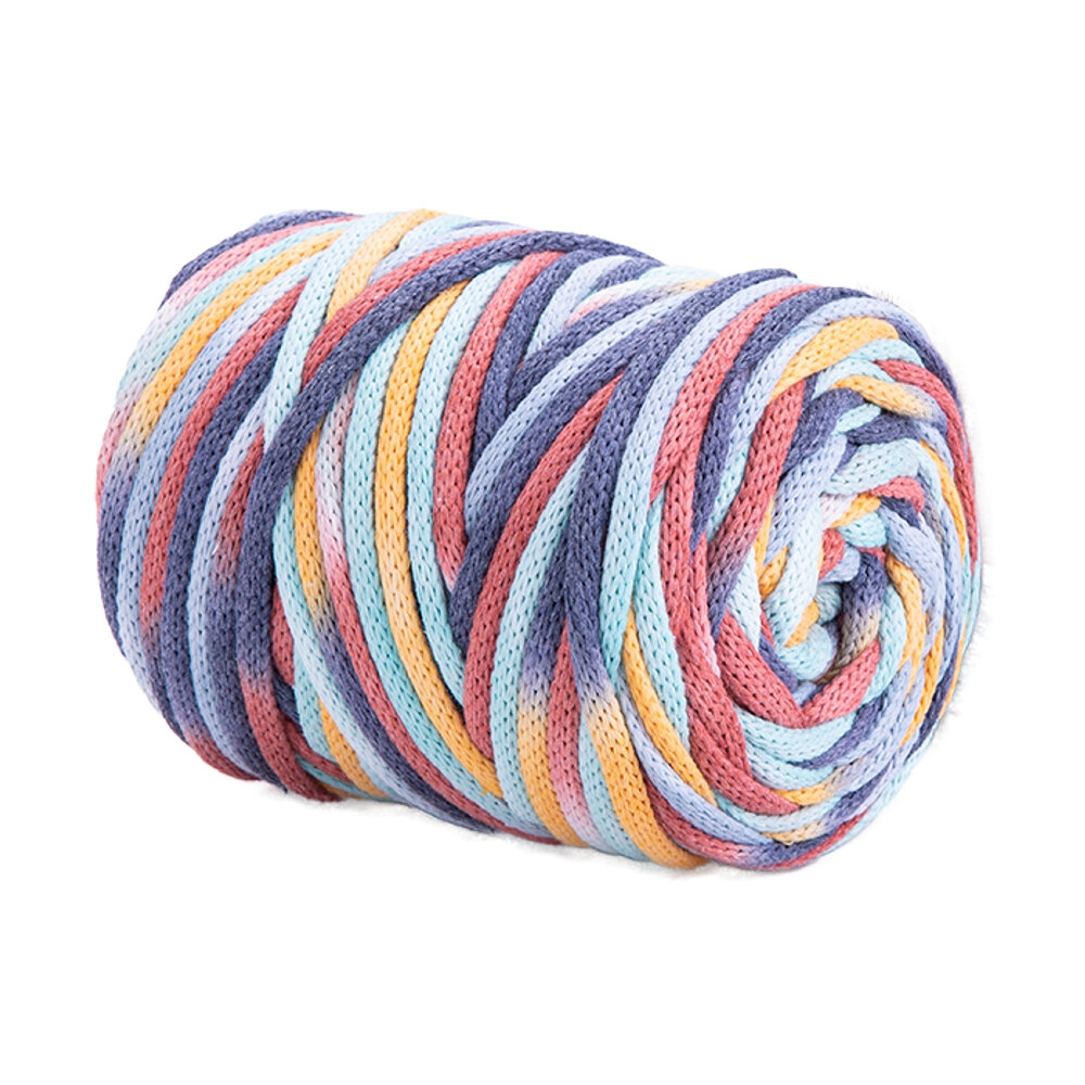 Пряжа для вязания YarnArt Macrame Cord 5 mm VR 925 джинсовый розовый желтый 500 гр/85 м 60% хлопок, 40% вискоза полиэстер