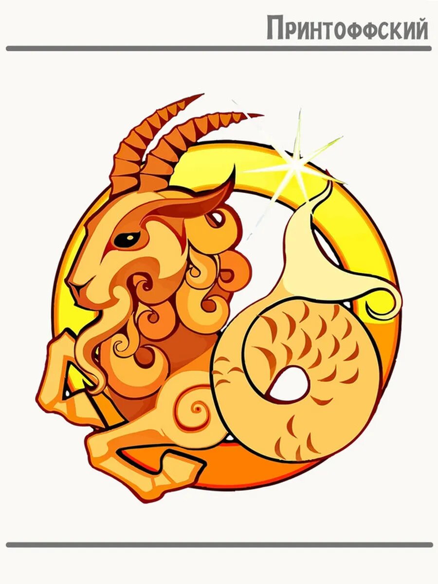 Термонаклейка для одежды и аксессуаров DTF-печать знак зодиака capricorn козерог