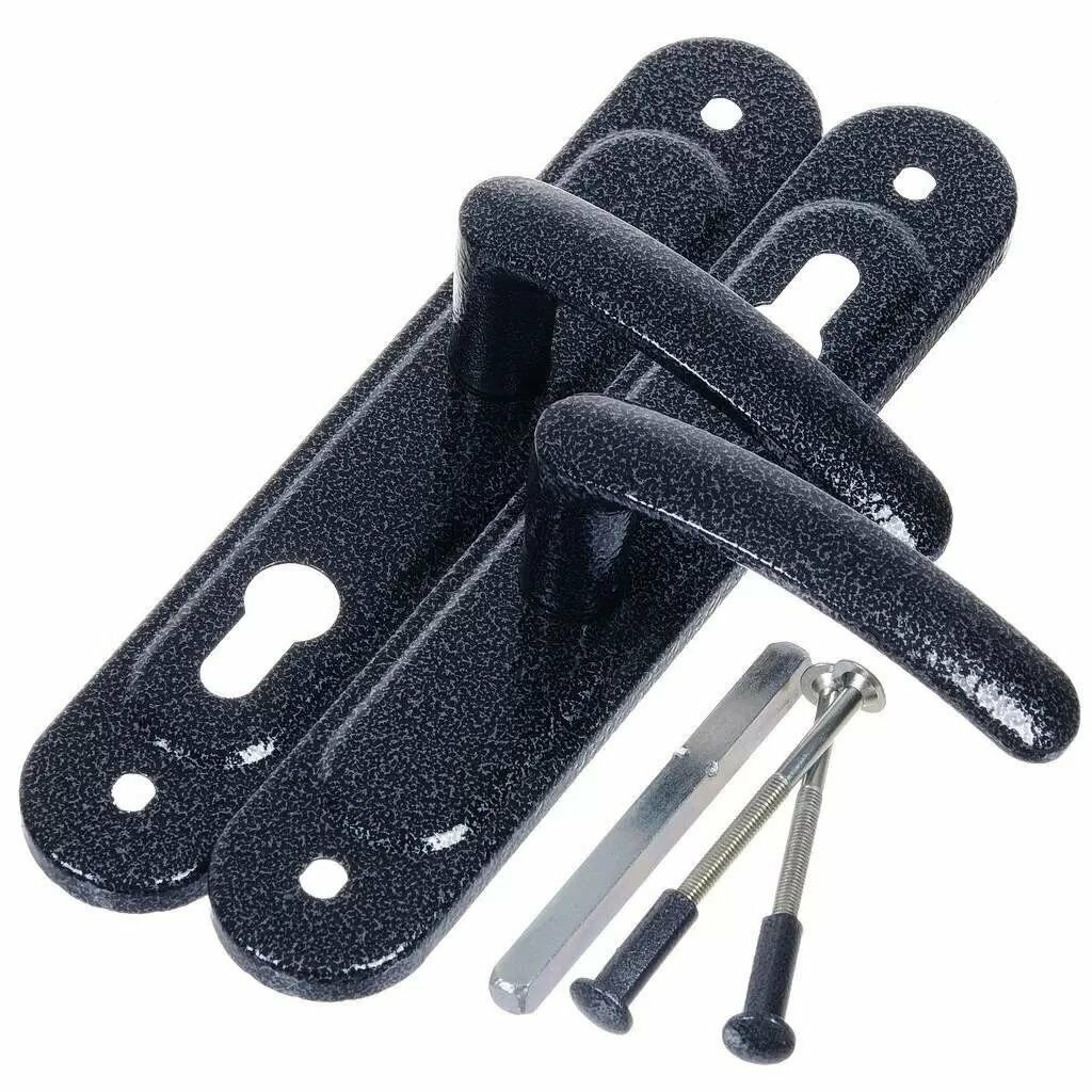 Ручка на планке Зенит РФ1-68.02 серебристая стальная для цилиндрового замка, комплект из 2 штук для дверей 45-55 мм