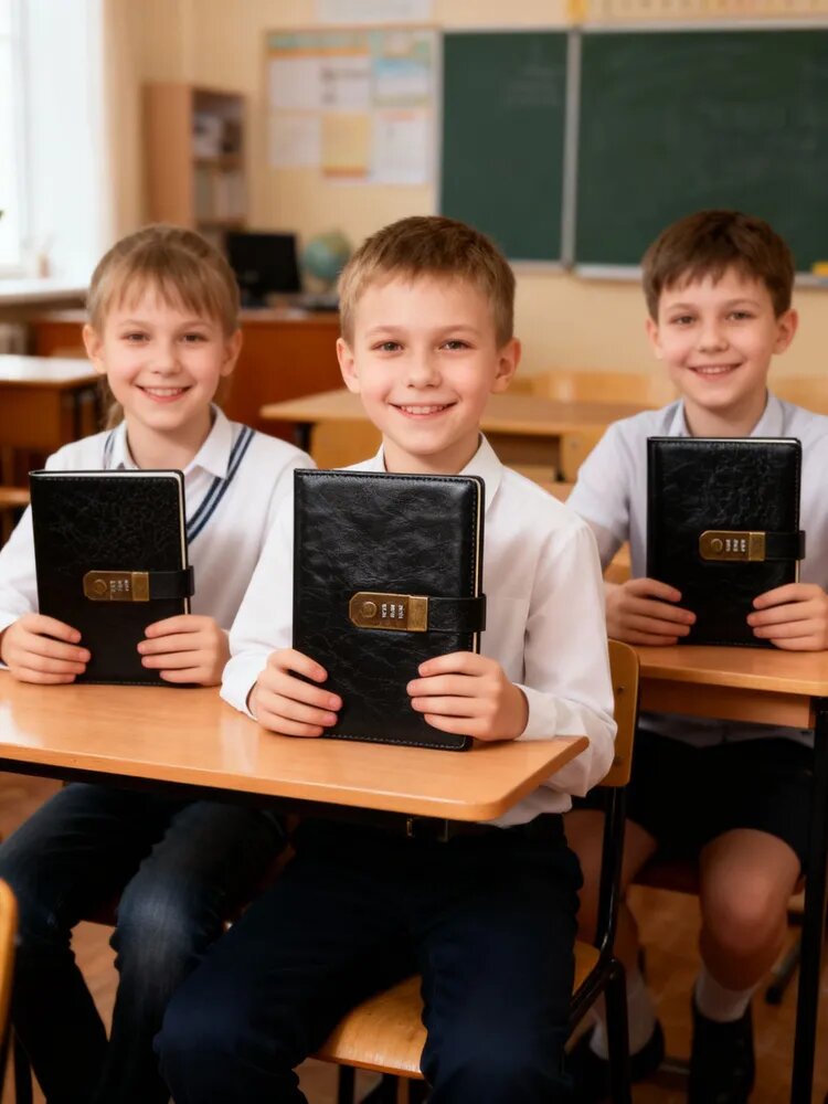Блокнот A5, листов: 100, с кодовым замком, темно-зеленый, искусственная кожа, 152x220мм — фото 1