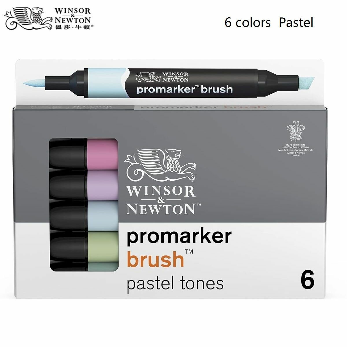 Маркер Winsor&Newton Набор маркеров "ProMarker Brush Pastel" 6 штук , дизайн, чертежа