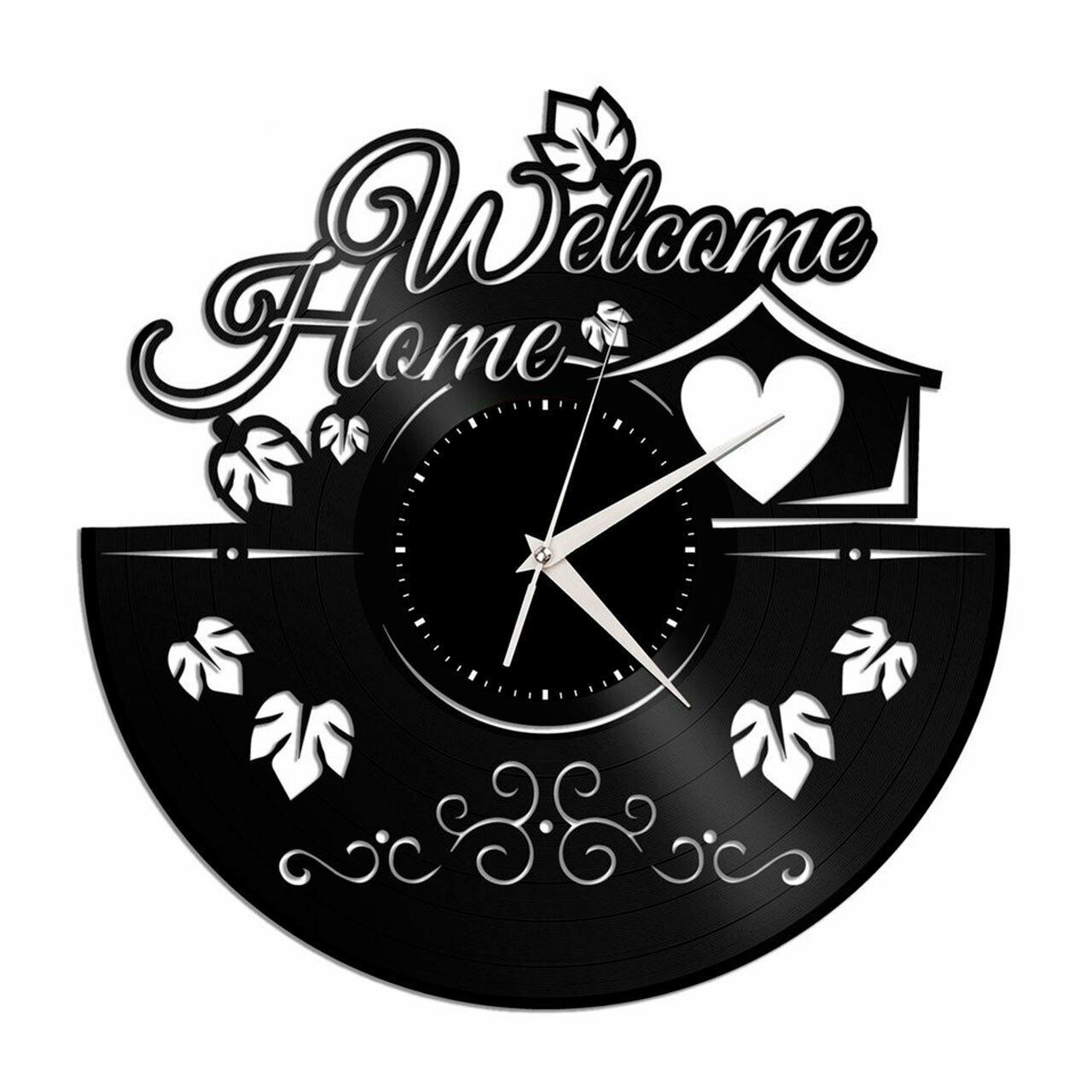Часы из виниловой пластинки (c) VinylLab Wellcome Home, диаметр 30 см