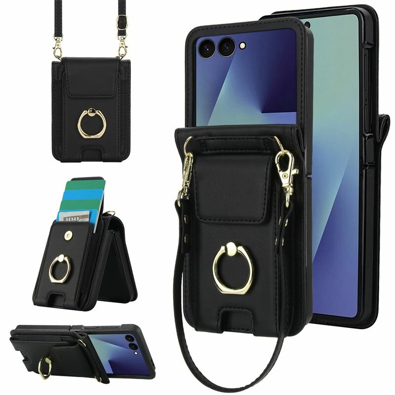 Подходит для Samsung Galaxy Z Flip7 / Самсунг Галакси Z Flip7 Модный Кошелек премиум-класса, кожаный чехол для мобильного телефона, Z Flip7 чехол-кошелек премиум кожаный чехол модный чехол
