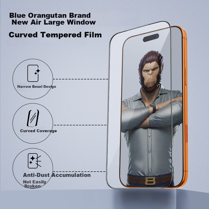 BLUEO iPhone 17 Стеклянная защитная пленка из закаленного стекла Устойчивая к разрушению HD против отпечатков пальцев с