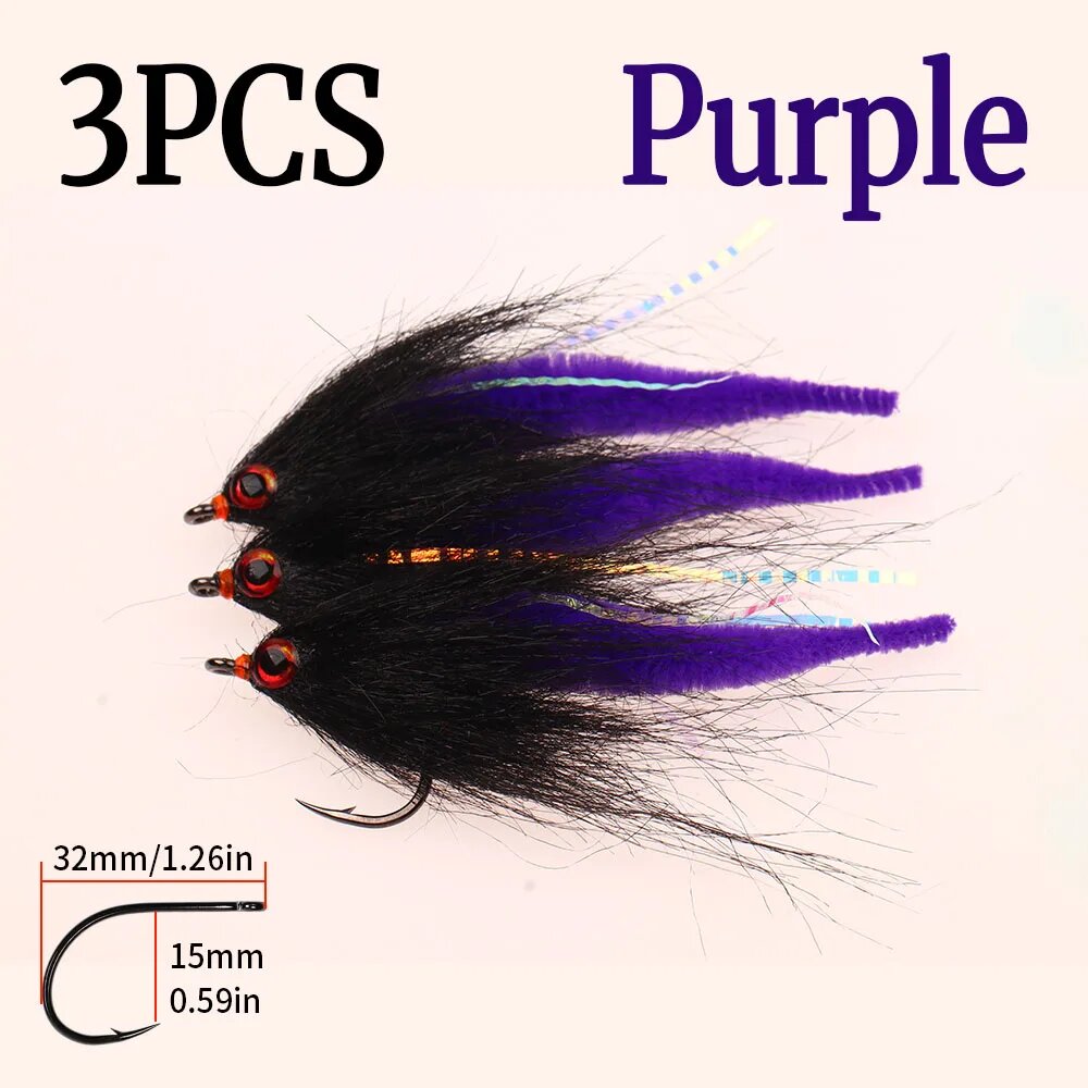 3 шт. Приманка для рыбалки Purple Dragon Tail 3/0