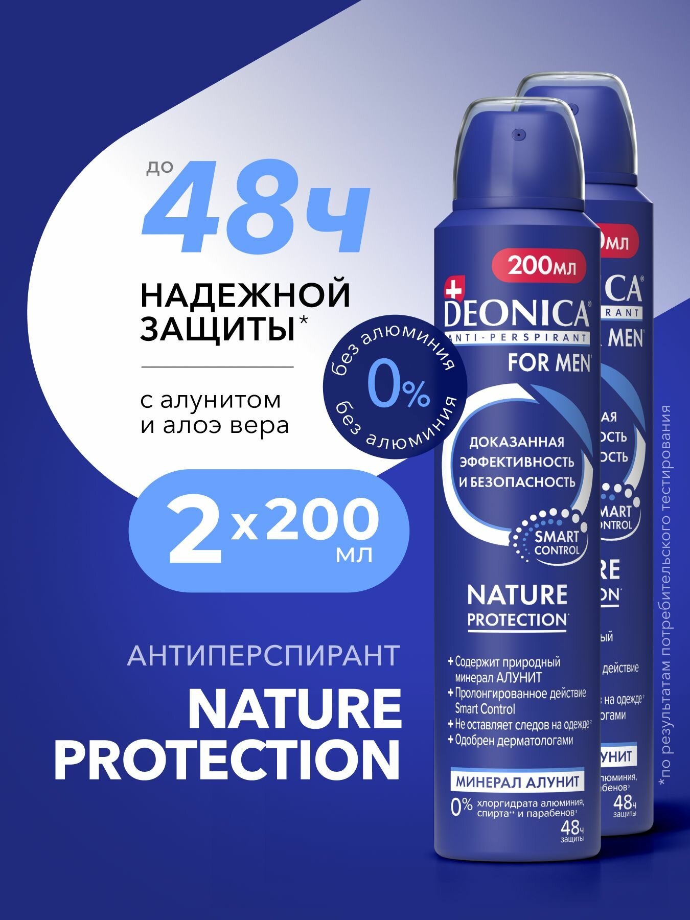 Дезодорант антиперспирант мужской спрей Deonica for men Nature Protection 2 шт по 200 мл