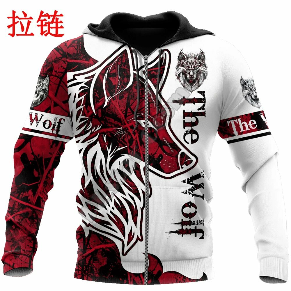 Мужская толстовка с принтом Волк, 4XL, zip hoodies