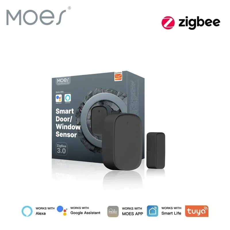 Датчик открытия дверей/окон MOES ZigBee 3.0 Black