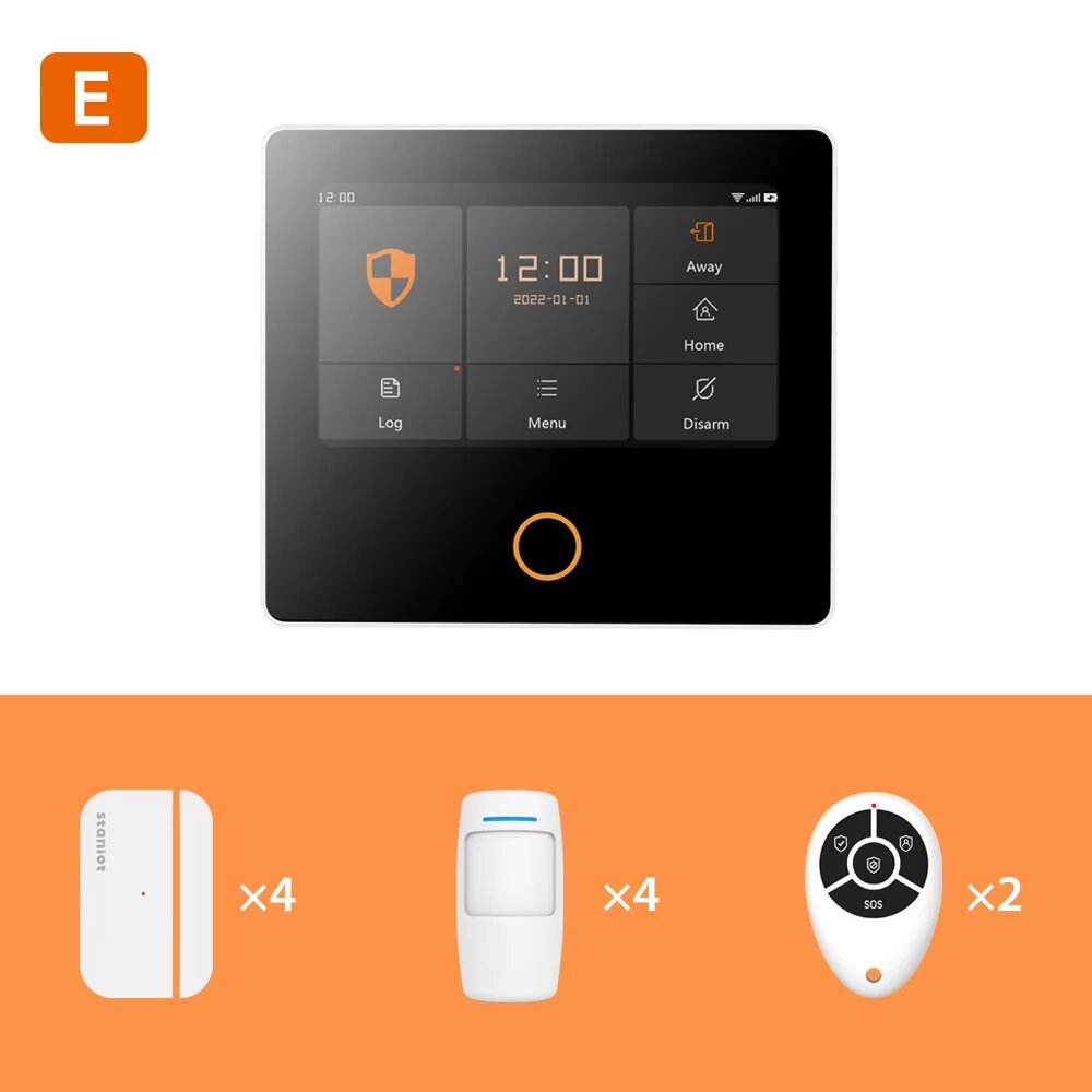 Система охранной сигнализации Staniot Tuya Smart WiFi 4G с встроенным сиреной для дома, с датчиками контакта на 5 лет для дверей и окон - Set-E 11Kit