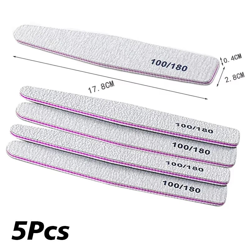 Пилки для ногтей 100/180, 5 шт, Цвет: 5Pcs-3