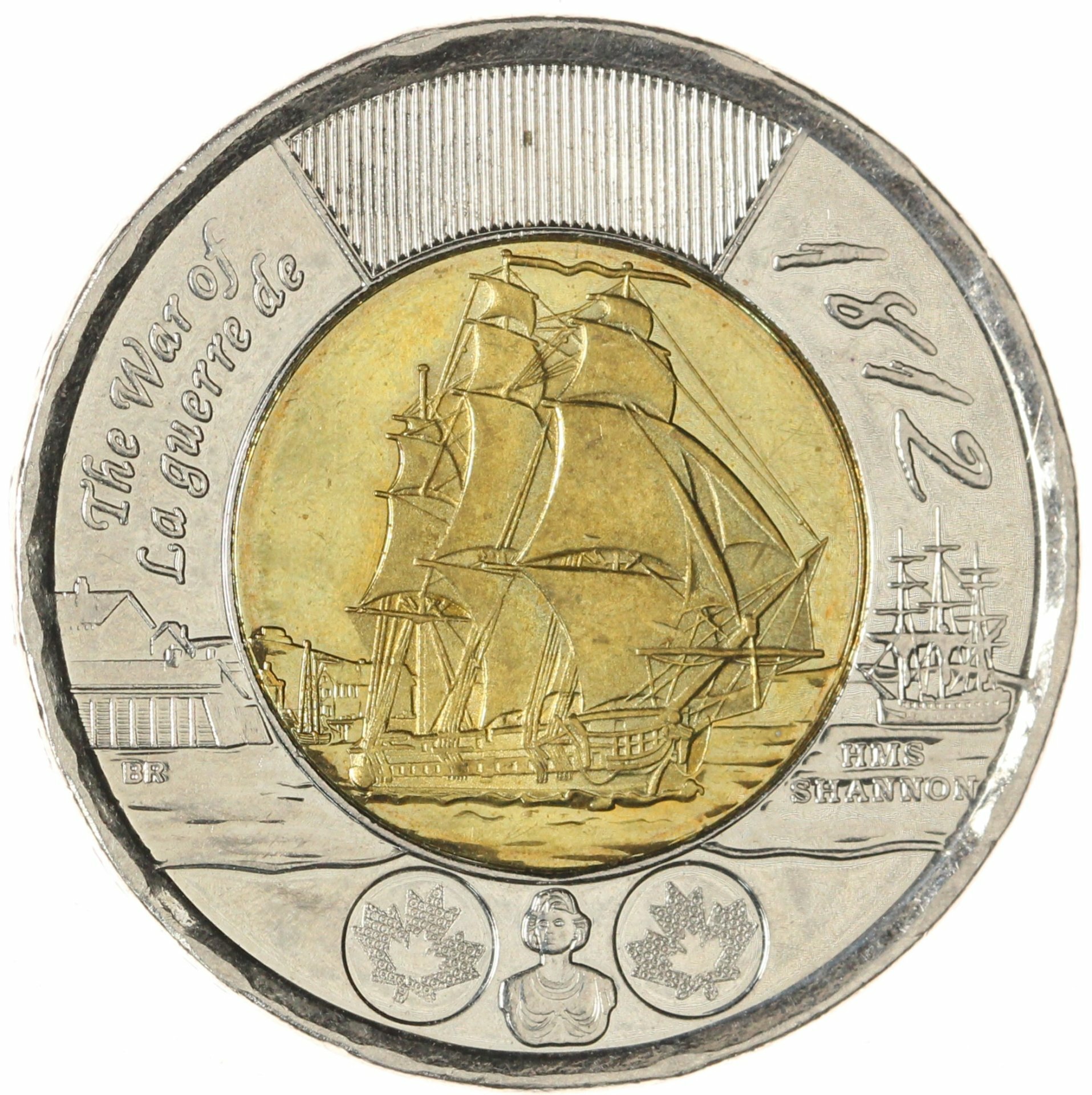 Канада 2 доллара 2012 Корабль Шеннон, Биметалл, в сохранности AU