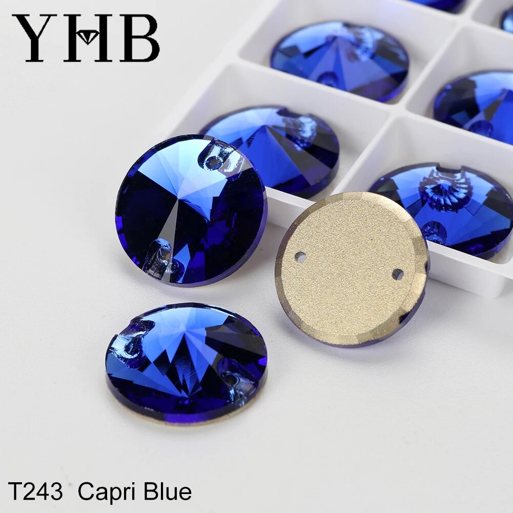 Кристаллы YHB Rivoli, 10 мм, Capri Blue, 45 шт
