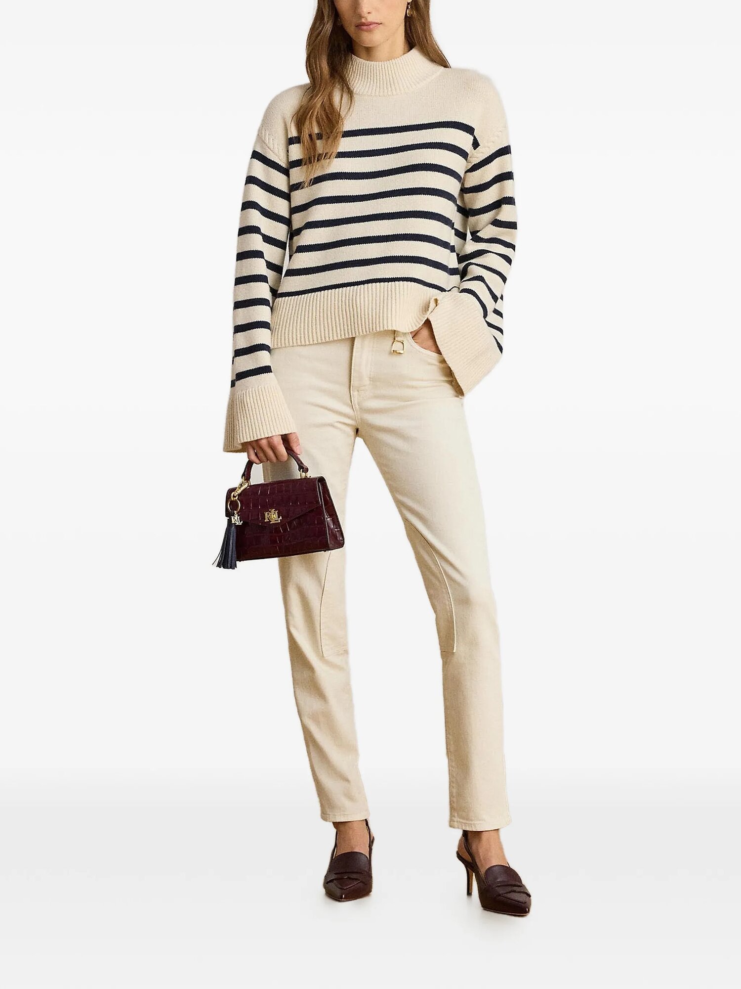 Свитер Lauren Ralph Lauren Striped mock-neck sweater, размер 44 — фото 1