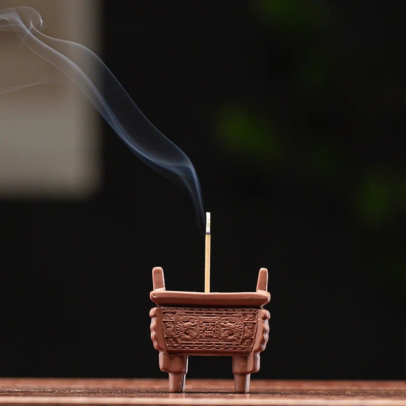 Керамическая подставка для благовоний коричневая B1 4.1x3.1x4.3cm