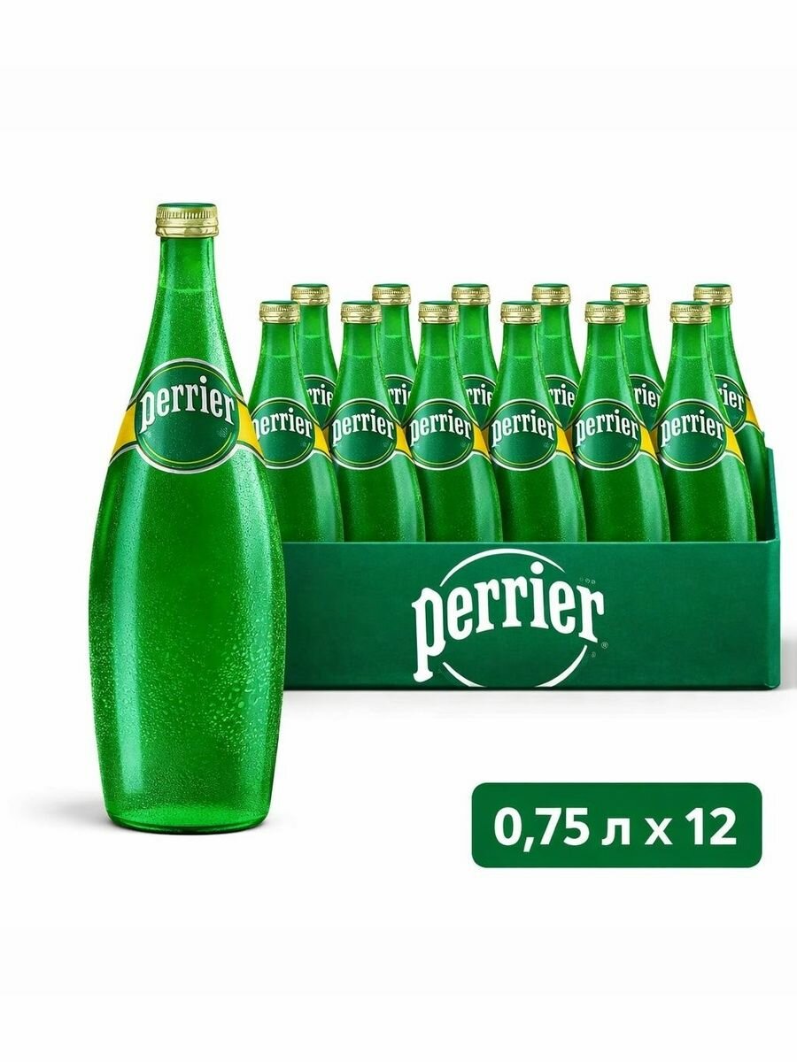 Вода минеральная Perrier (Перье), газированная, 0,75 л x 12, стекло