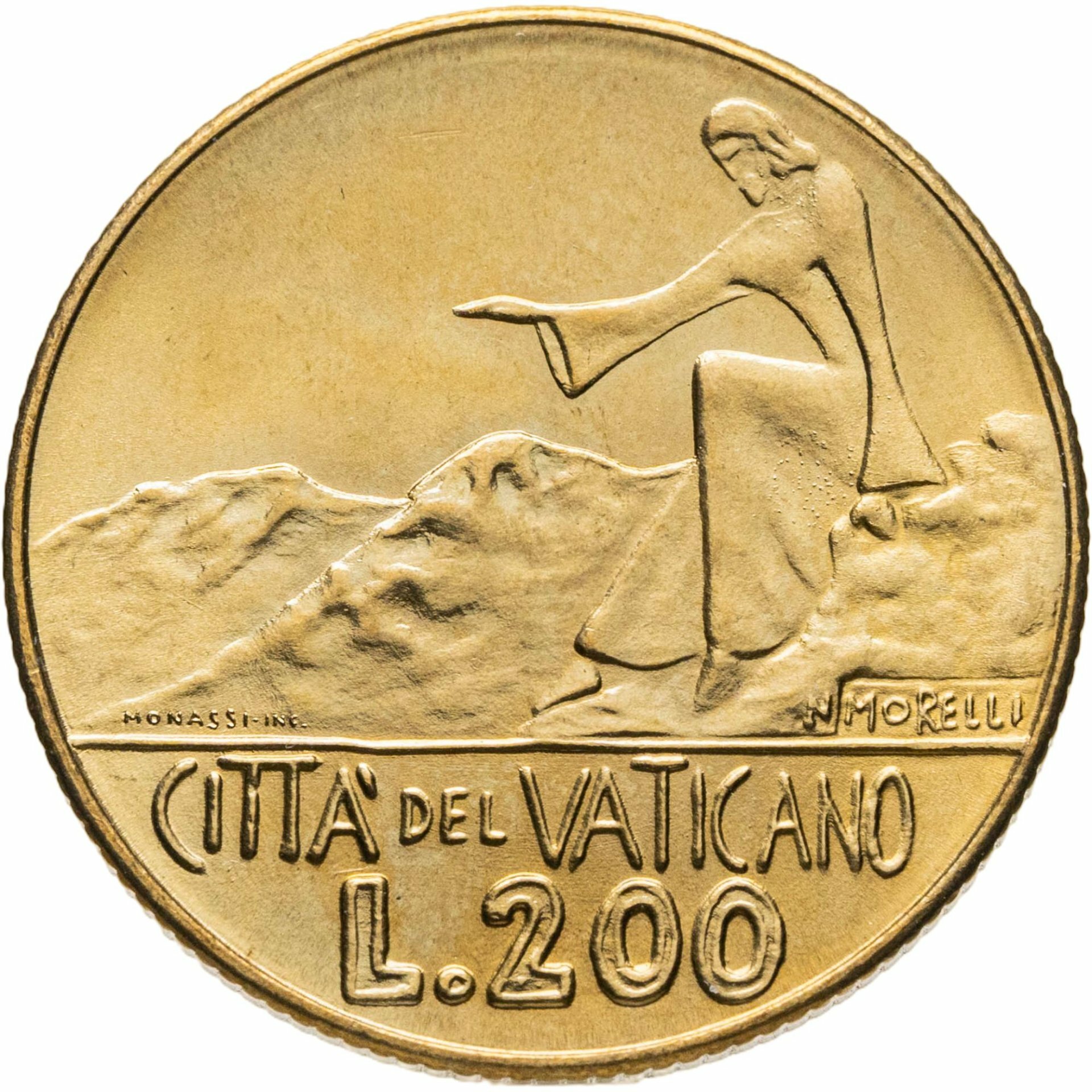 Ватикан 200 лир lire 1978, Бронза, в сохранности UNC