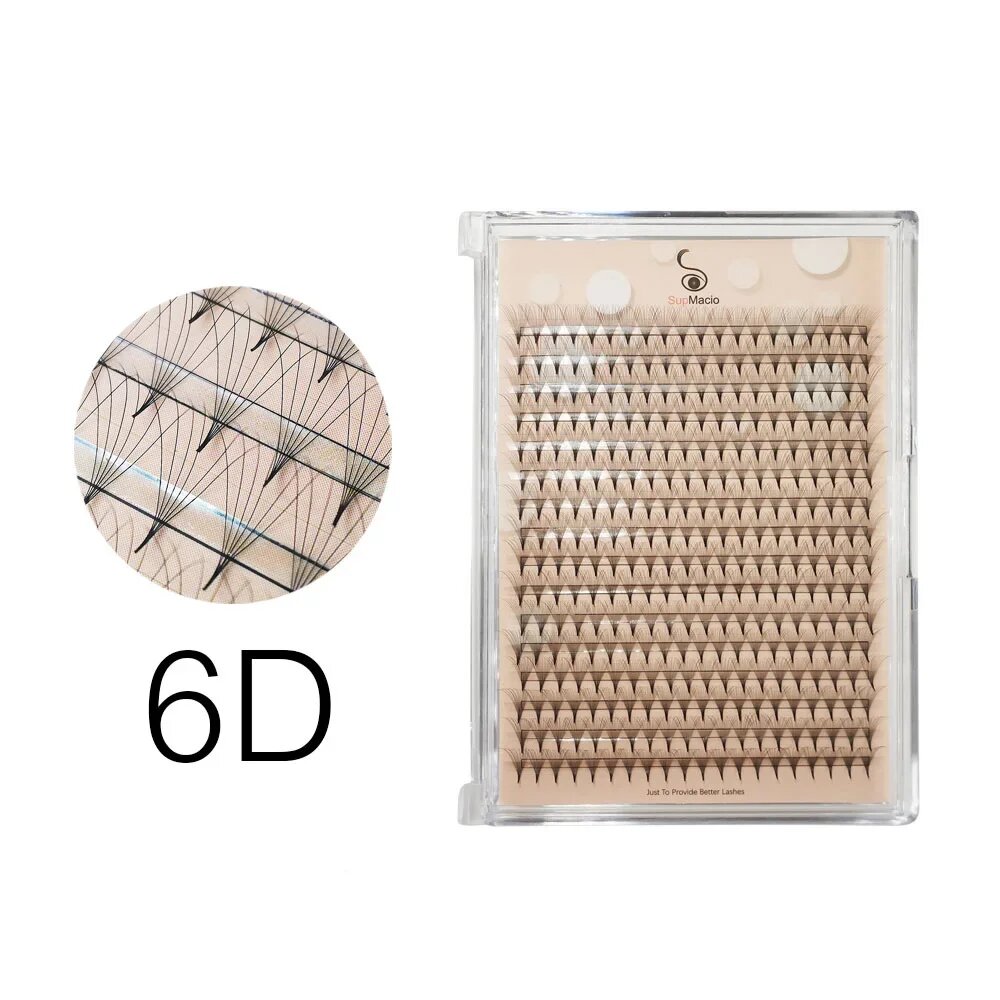 Объемные ресницы SupMacio 6D D изгиб, 8-13MIX длина, цвет 6D