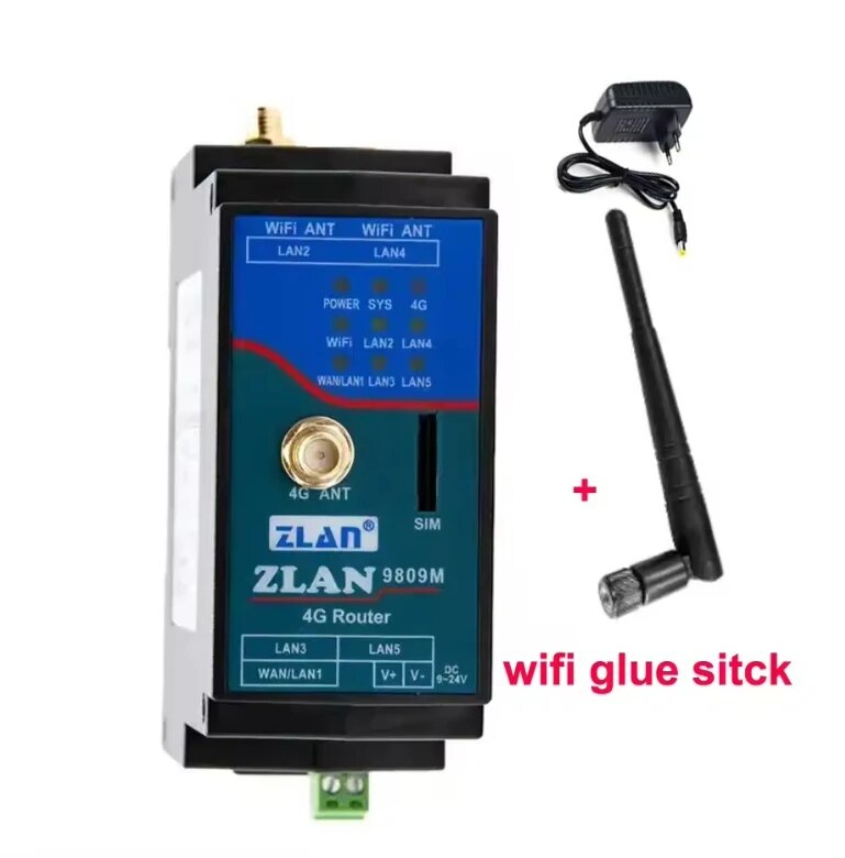 Промышленный 4G LTE роутер ZLAN 9809M kit1 y power